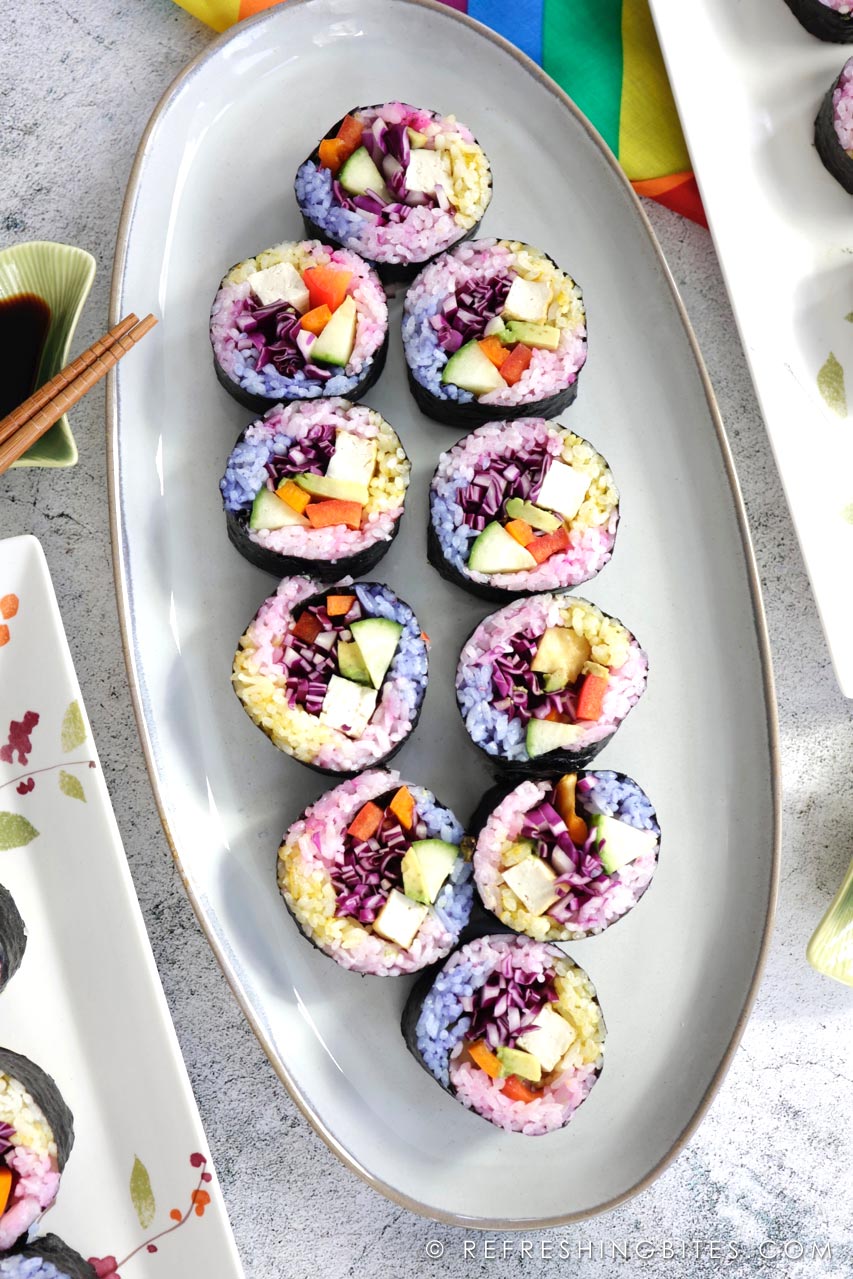 Vegan Rainbow Sushi - refreshingbites